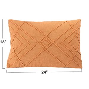 Main + Mesa Creative Co-Op Embroidered Cotton Geometric Lumbar Pillow, Rust