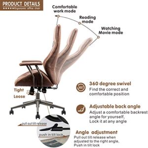 XIZZI Ergonomic Office Chair,Desk Chair,Executive Office Chair,Hige Back Leather Office Chair with Lumbar Support (Dark Brown)