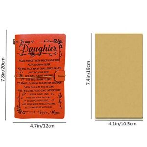 To My Daughter Leather Journal from Mom - Just Do Your Best - 7.88"x4.7"Embossed Vintage Refillable Writing Journal for Christmas,Birthdays (From Mom to Daughter)