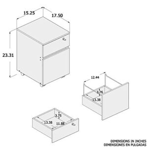 Boahaus Osaka File Cabinet, 2 Drawers, 4 Plastic casters