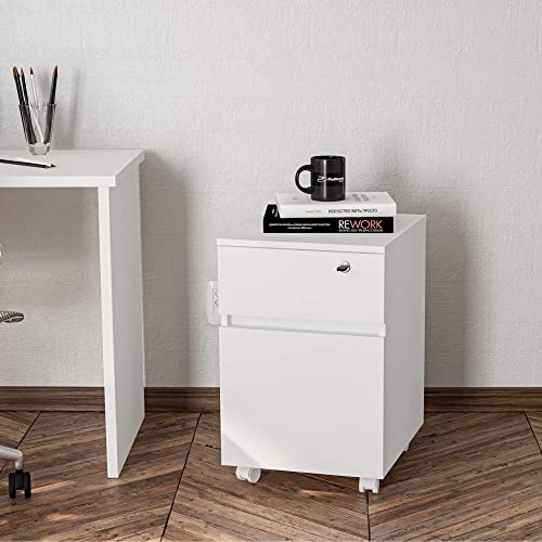 Boahaus Osaka File Cabinet, 2 Drawers, 4 Plastic casters