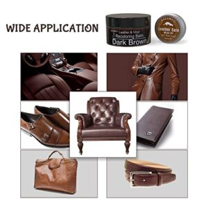 NADAMOO Dark Brown Leather Recoloring Balm with Mink Oil Leather Conditioner, Leather Repair Kits for Couches, Restoration Cream Scratch Repair Leather Dye for Vinyl Furniture Car Seat, Sofa, Shoes