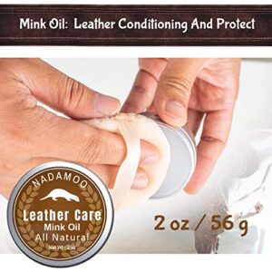 NADAMOO Dark Brown Leather Recoloring Balm with Mink Oil Leather Conditioner, Leather Repair Kits for Couches, Restoration Cream Scratch Repair Leather Dye for Vinyl Furniture Car Seat, Sofa, Shoes