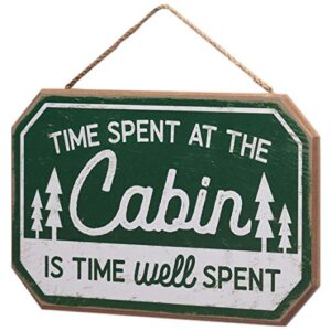 Open Road Brands Cabin Time Well Spent Hanging Wood Wall Decor - Fun Rustic Sign for Living Room, Entryway or Garage