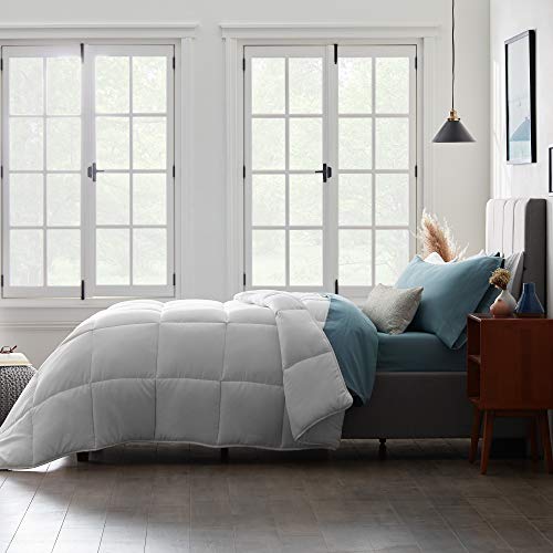 LUCID All-Season Microfiber Comforter – Down Alternative – Hypoallergenic – Box Stitched – 8 Duvet Loops - 300 GSM, White, King