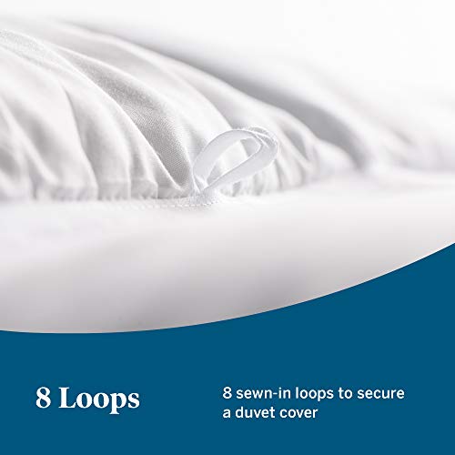 LUCID All-Season Microfiber Comforter – Down Alternative – Hypoallergenic – Box Stitched – 8 Duvet Loops - 300 GSM, White, King