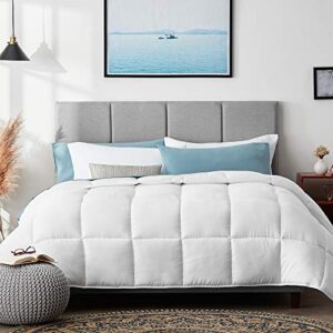 LUCID All-Season Microfiber Comforter – Down Alternative – Hypoallergenic – Box Stitched – 8 Duvet Loops - 300 GSM, White, King