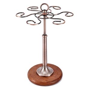 njzyb vintage style wine glass stemware racks, elegant stemware holder stand with 6 hooks, artistic tabletop display, for home, bar storage, home, restaurant,red copper