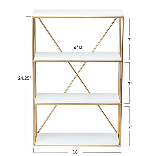 Main + Mesa Wood and Gold Rectangle Wall Shelf