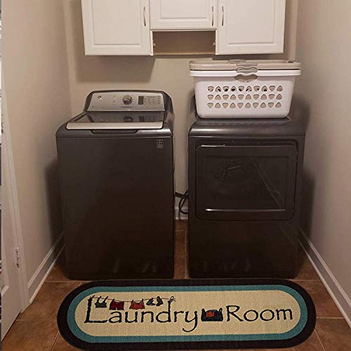 ZOVSON Funny Laundry Floor Rug Nonslip Kitchen Rug Waterproof Washable Floor Rugs for Wash Room, Laundroom Mat Oval 20" x 47"