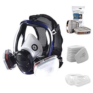 erock 15in 1 reusable full face respirator widely used in paint sprayer,woodworking,welding,dust protector and other work protection (medium)