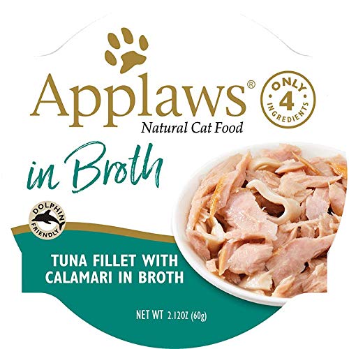 Applaws Cat Food in Broth Pots Variety Bundle Pack -Tuna Lovers Variety Pack 4 Flavors - 2.12 Ounces Each (12 Total) W/Hotspot Pets Collapsible Bowl