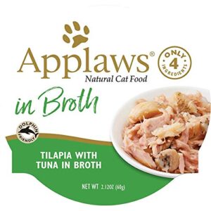 Applaws Cat Food in Broth Pots Variety Bundle Pack -Tuna Lovers Variety Pack 4 Flavors - 2.12 Ounces Each (12 Total) W/Hotspot Pets Collapsible Bowl