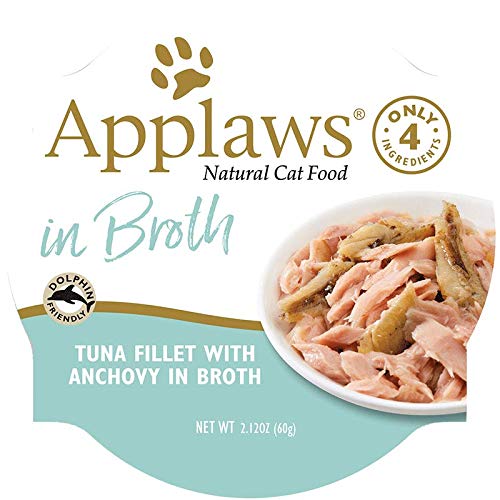 Applaws Cat Food in Broth Pots Variety Bundle Pack -Tuna Lovers Variety Pack 4 Flavors - 2.12 Ounces Each (12 Total) W/Hotspot Pets Collapsible Bowl