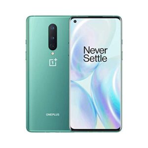 oneplus 8 glacial green,​ 5g unlocked android smartphone u.s version, 8gb ram+128gb storage, 90hz fluid display,triple camera, with alexa built-in,