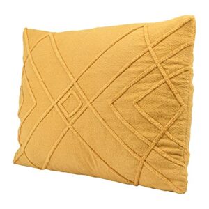 Main + Mesa Embroidered Cotton Geometric Lumbar Pillow, Gold