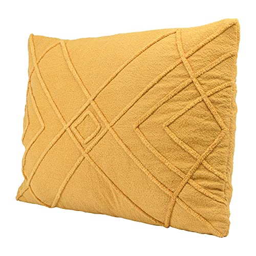 Main + Mesa Embroidered Cotton Geometric Lumbar Pillow, Gold