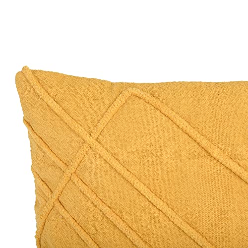 Main + Mesa Embroidered Cotton Geometric Lumbar Pillow, Gold