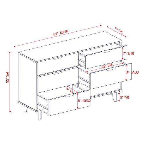 Home Accent Furnishings 6-Drawer Groove Handle Wood Dresser - White