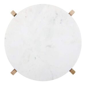 Santa Barbara Design Studio Table Sugar Marble Serving Tray with Mango Wood Stand, 14" Diameter, White