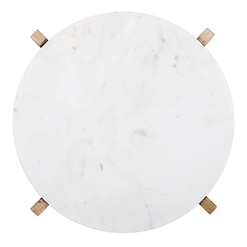 Santa Barbara Design Studio Table Sugar Marble Serving Tray with Mango Wood Stand, 14" Diameter, White