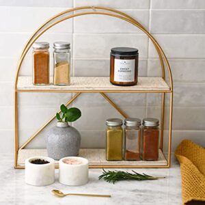 Main + Mesa Wood and Gold Crescent Wall Shelf