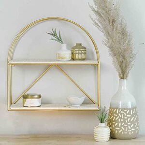 Main + Mesa Wood and Gold Crescent Wall Shelf