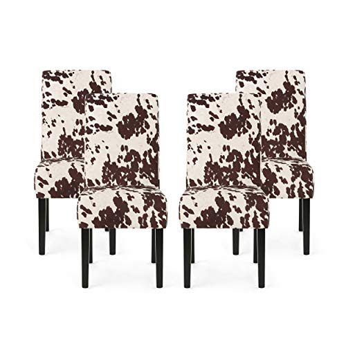 Christopher Knight Home Evelyn Contemporary Velvet Dining Chairs (Set of 4), Milk Cow, Espresso