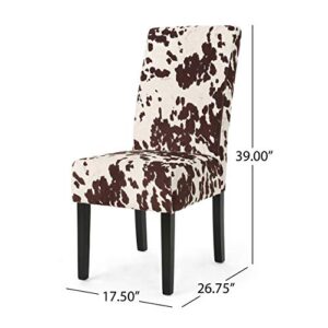 Christopher Knight Home Evelyn Contemporary Velvet Dining Chairs (Set of 4), Milk Cow, Espresso