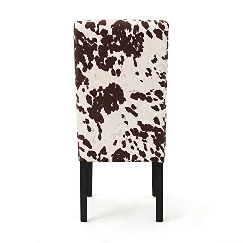 Christopher Knight Home Evelyn Contemporary Velvet Dining Chairs (Set of 4), Milk Cow, Espresso