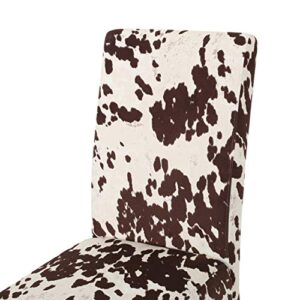 Christopher Knight Home Evelyn Contemporary Velvet Dining Chairs (Set of 4), Milk Cow, Espresso