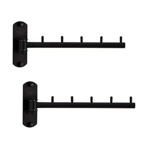 zivisk 2 pcs folding wall mounted clothes hanger rack with swing arm stainless steel heavy duty coat hook for bathroom, bedroom, laundry room - black