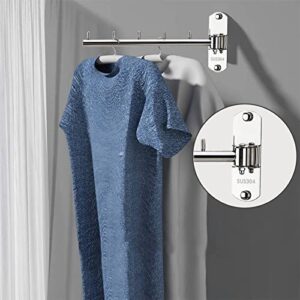 Zivisk 2 Pcs Folding Wall Mounted Clothes Hanger Rack with Swing Arm Stainless Steel Heavy Duty Coat Hook for Bathroom, Bedroom, Laundry Room - Black