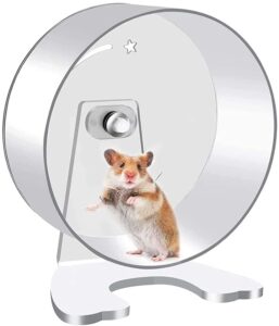 quiet hamster exercise wheel silent spinner, made of crylic, stand included (8.7")