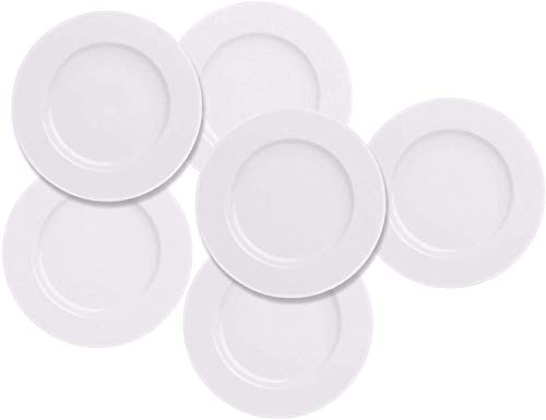 EasyDancing Salad Dessert Plate 7.5inch White Porcelain Dinner Set of 6 with Round Flat Design Good for the Gift