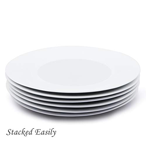 EasyDancing Salad Dessert Plate 7.5inch White Porcelain Dinner Set of 6 with Round Flat Design Good for the Gift