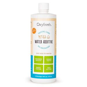 oxyfresh premium pet dental care solution pet water additive: best way to eliminate bad dog breath and cat bad breath - fights tartar & plaque - so easy, just add to water! vet recommended 16 oz.