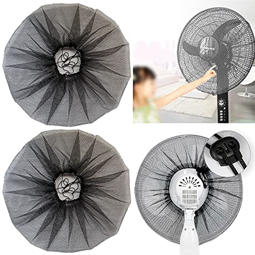 2 Pack - 16" Fan Cover,Washable Pedestal Fan Dustproof Cover,Protect Kid Children Baby Finger Net Mesh Fan Guard,Summer Home Fan Safety Dust Cover,Perfect for Parents of Toddlers (Black)