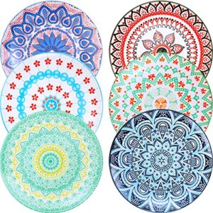 farielyn-x 6 pack porcelain dinner plates - 10.5 inch diameter - pizza pasta serving plates dessert dishes - microwave, oven, and dishwasher safe, scratch resistant - set of 6