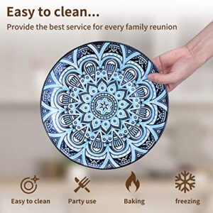 Farielyn-X 6 Pack Porcelain Dinner Plates - 10.5 Inch Diameter - Pizza Pasta Serving Plates Dessert Dishes - Microwave, Oven, and Dishwasher Safe, Scratch Resistant - Set of 6