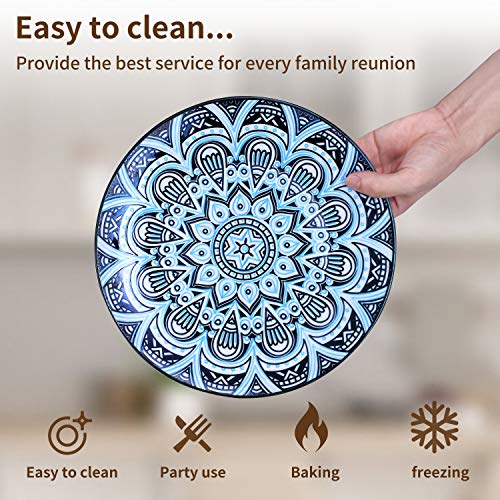 Farielyn-X 6 Pack Porcelain Dinner Plates - 10.5 Inch Diameter - Pizza Pasta Serving Plates Dessert Dishes - Microwave, Oven, and Dishwasher Safe, Scratch Resistant - Set of 6