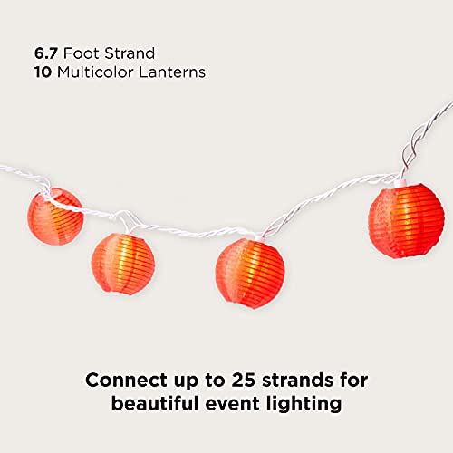 LampLust String Lights Paper Lanterns with Lights, 10 Red Chinese Lanterns, 3 Inch Diameter, 7 Ft Lantern String Lights Bedroom, Plugin Outdoor Waterproof Paper Lantern Party Decorations