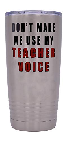 Rogue River Tactical Funny Teacher Voice 20 Oz. Travel Tumbler Mug Cup w/Lid Vacuum Insulated School Professor Teaching Educator Gift