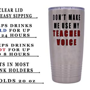 Rogue River Tactical Funny Teacher Voice 20 Oz. Travel Tumbler Mug Cup w/Lid Vacuum Insulated School Professor Teaching Educator Gift