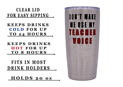 Rogue River Tactical Funny Teacher Voice 20 Oz. Travel Tumbler Mug Cup w/Lid Vacuum Insulated School Professor Teaching Educator Gift