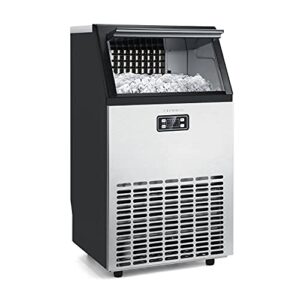 CROWNFUL Commercial Ice Maker 100Lbs/24H, Stainless Steel Ice Machine with 33Lbs Ice Storage Capacity, Free-Standing Under Counter Ice Maker, Ideal for Home, Office, Restaurant, Bar, Coffee Shop