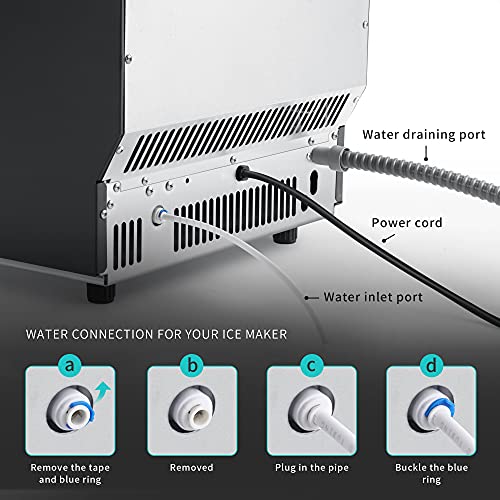 CROWNFUL Commercial Ice Maker 100Lbs/24H, Stainless Steel Ice Machine with 33Lbs Ice Storage Capacity, Free-Standing Under Counter Ice Maker, Ideal for Home, Office, Restaurant, Bar, Coffee Shop