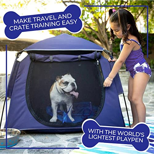 POP 'N GO Pet Playpen for Dogs and Cats - 39 x 33 Inch Dog Tent w/Carrying Bag - Outdoor Cat Enclosures Pets - Dog Travel Accessories for Camping - Navy