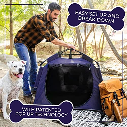 POP 'N GO Pet Playpen for Dogs and Cats - 39 x 33 Inch Dog Tent w/Carrying Bag - Outdoor Cat Enclosures Pets - Dog Travel Accessories for Camping - Navy