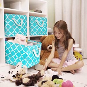 WISELIFE Storage Basket [3-Pack] Large Collapsible Storage Bins Boxes Cubes for Clothes Toys Books, Perfect Storage Organizer w/Handles (Green, 15" x 11" x 9.5")